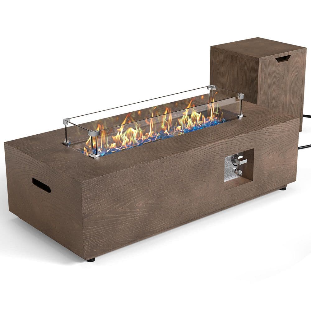 eVita 42 in. Retangular Coating Steel Propane Firepit Table, 50,000 BTU ...