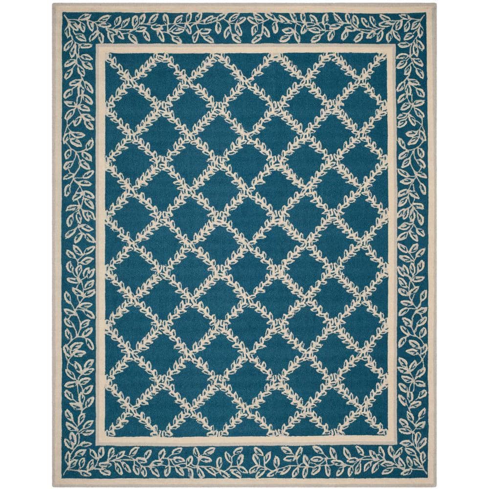 SAFAVIEH Chelsea Navy/Cream 9 ft. x 12 ft. Border Area Rug HK230N-9 ...