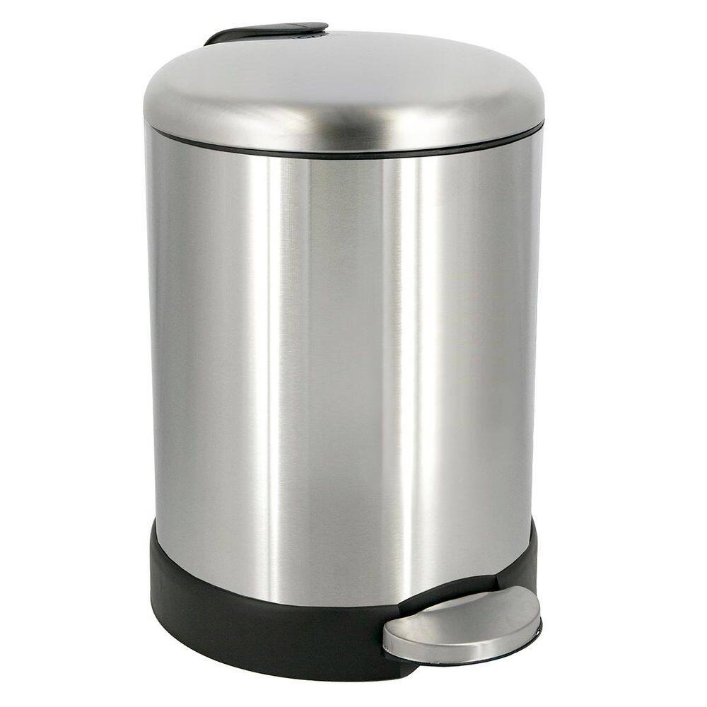 Glad 1.2 Gal. Round Stainless Steel Step-On Waste Bin with Inner Bucket ...