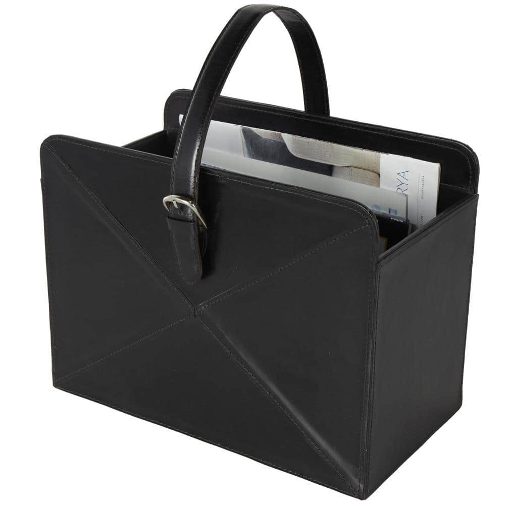 Litton Lane Black Handmade Box Style Standing Magazine Holder with ...