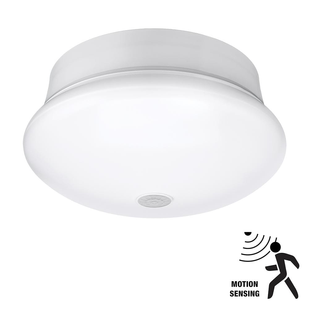 ETI LIGHTING Spin Light 7 in. Motion Sensing Garage Light LED Flush Mount 830 Lumens 11.5W E26 ...
