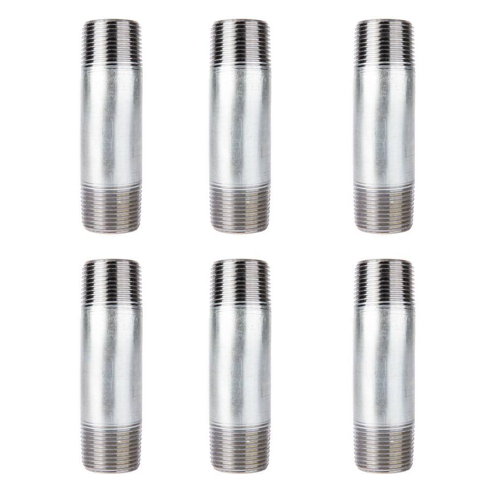PIPE DECOR 1 in. x 4-1/2 in. Galvanized Steel Nipple (6-Pack) PDG ...