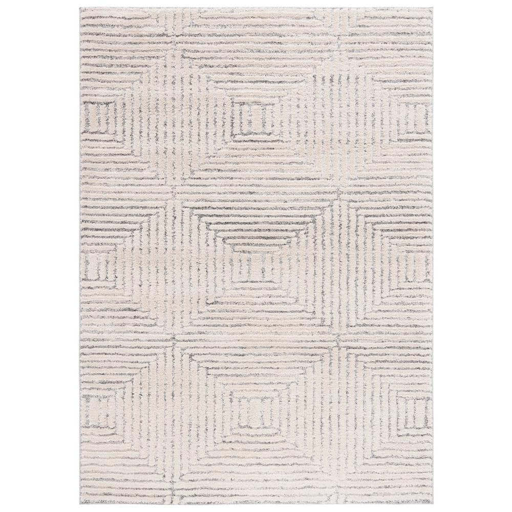 SAFAVIEH Martha Stewart Ivory/Gray 4 ft. x 6 ft. Concentric Diamonds ...