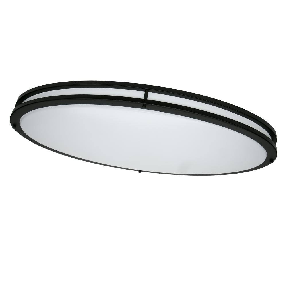 Reviews for Commercial Electric Orbit 32 in. Matte Black Oval LED Flush Mount Ceiling Light 3000 ...