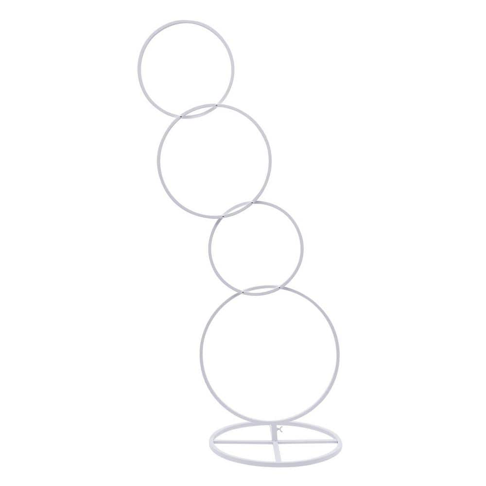 YIYIBYUS 60.2 in. x 19.7 in. White Metal Wedding Round Hoop Backdrop ...