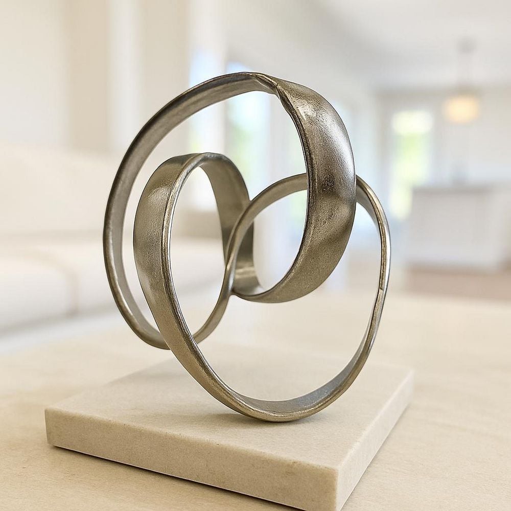 castellousa Knot Silver Gold 7 in. x 8 in. x 8 in. Sphere Aluminum / Metal Knot Sculpture CB ...