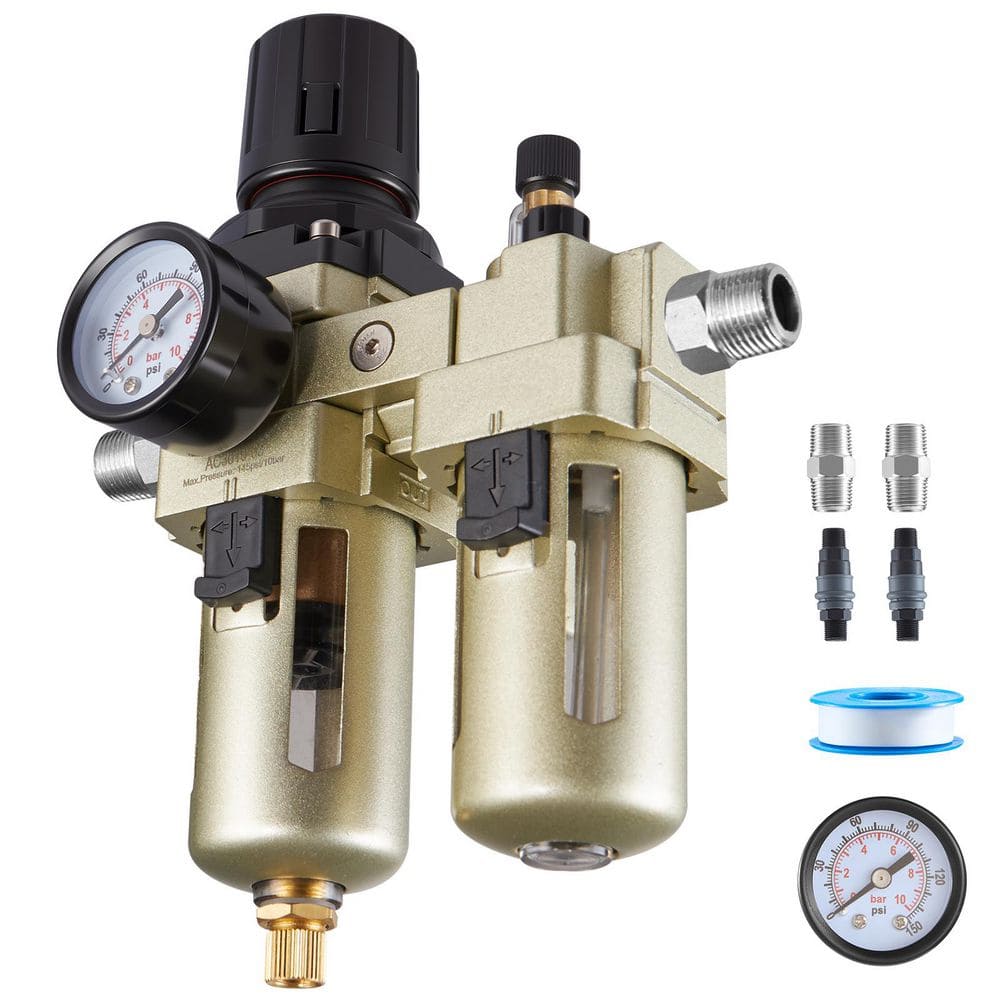 SKYSHALO Air Compressor Filter Regulator Lubricator (FRL), 3/8 in. NPT ...