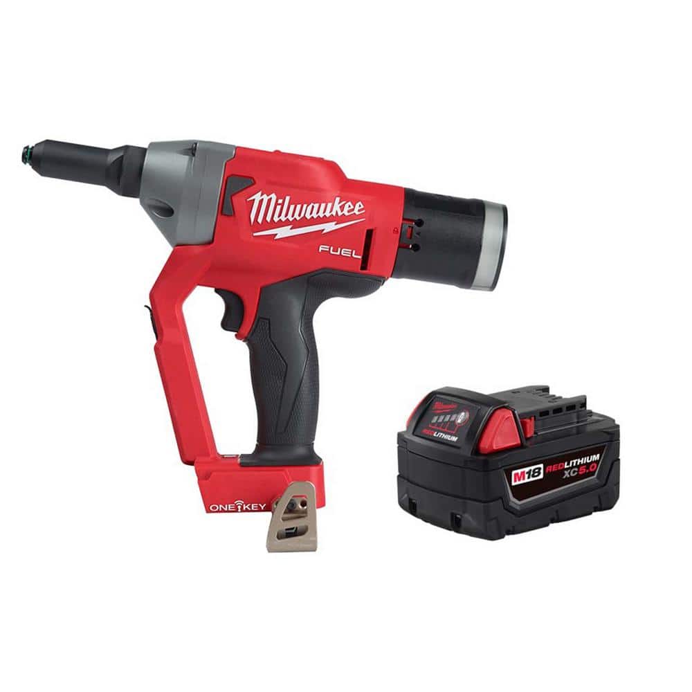 Milwaukee M18 FUEL ONE-KEY 18V Lith-Ion Cordless Rivet Tool w/ (1) 5.0 ...