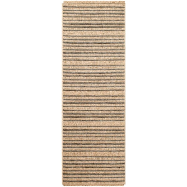 Livabliss Mirage Tan/Black Striped 3 ft. x 7 ft. Indoor/Outdoor Runner ...