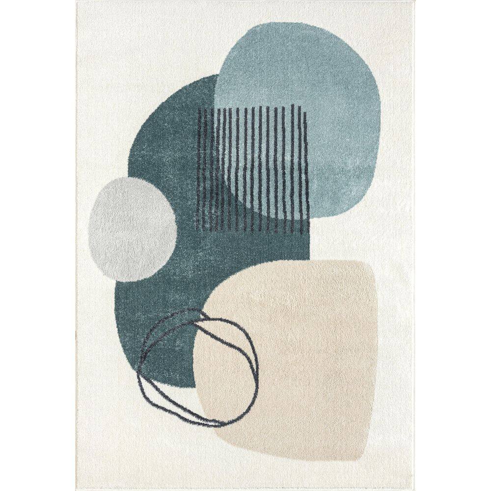 Abani Deco Ivory 5 ft. 3 in. x 7 ft. 6 in. Abstract Polypropylene Area ...