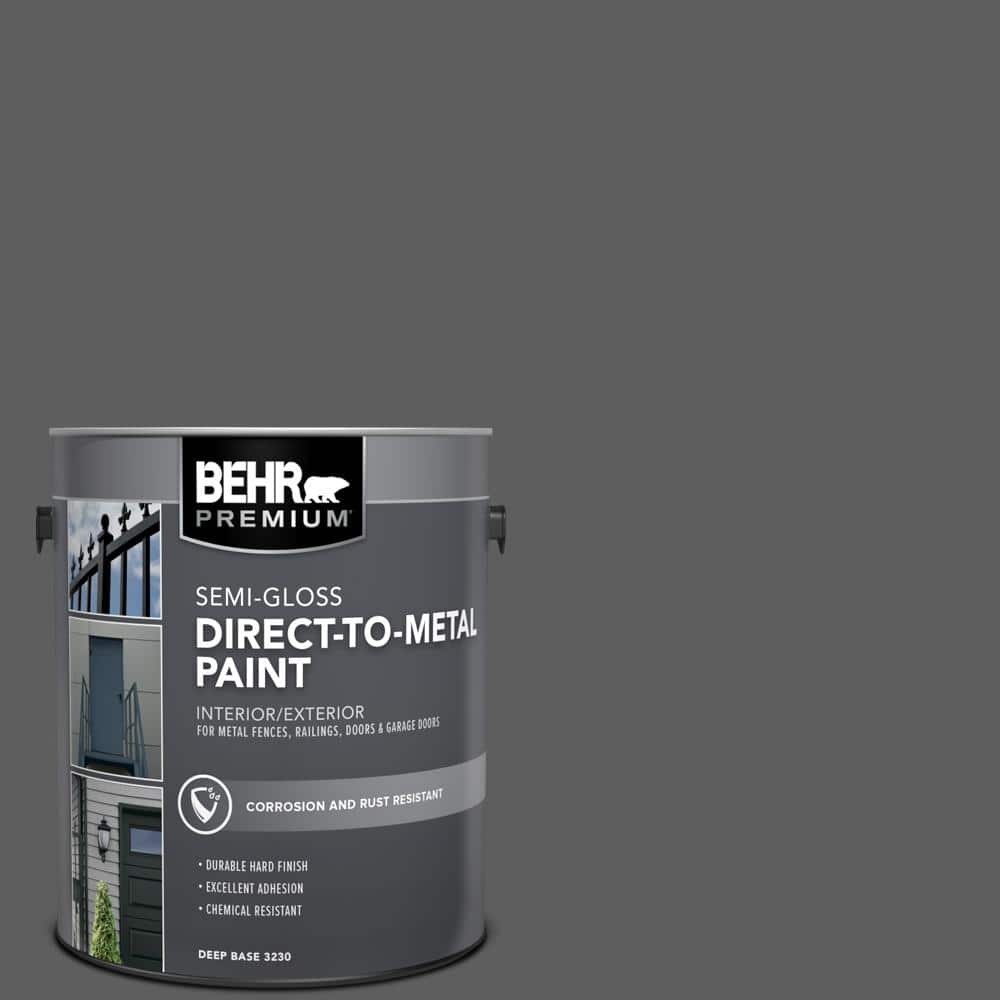 BEHR PREMIUM 1 gal. #N520-6 Asphalt Gray Semi-Gloss Direct to Metal ...