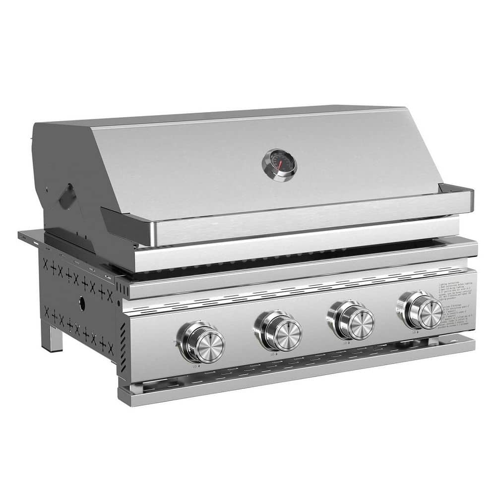 R.W.FLAME 32000BTU 4-Burner Built-In Gas Grill in Stainless Steel WYHD ...