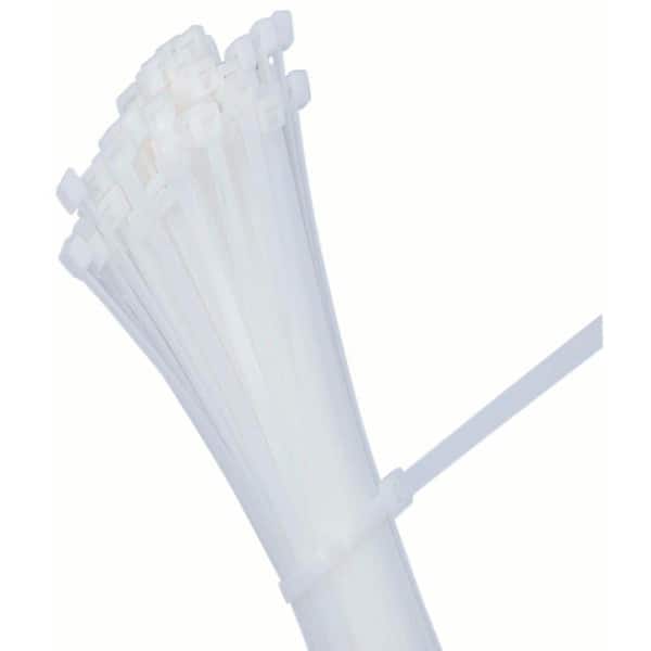 Commercial Electric 4 in. 18 lb. Natural Cable Tie (100-Pack) BR4M9-C ...