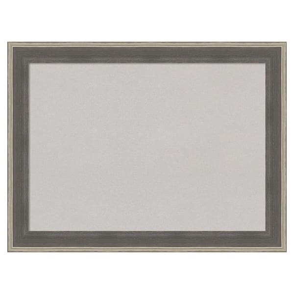 Amanti Art Cottage Grey Silver 33 in. x 25 in. Wood Framed Grey Cork ...