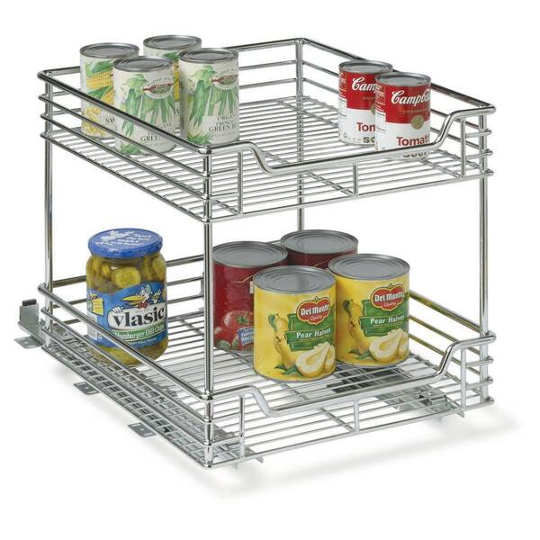 Household Essentials 14.5 in. Two Tier Sliding Organizer-KD Chrome ...