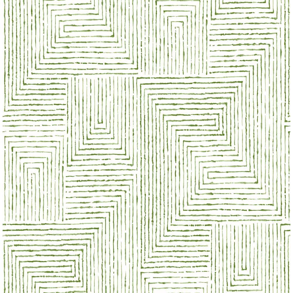 SCOTT LIVING Merritt Green Geometric Green Paper Strippable Roll ...