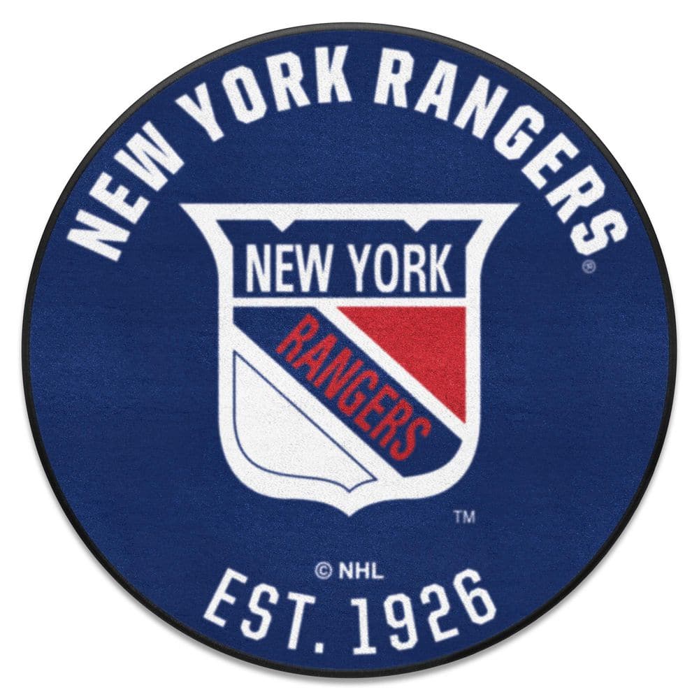 FANMATS NHL Retro New York Rangers Blue 2 ft. Roundel Area Rug 35553 ...
