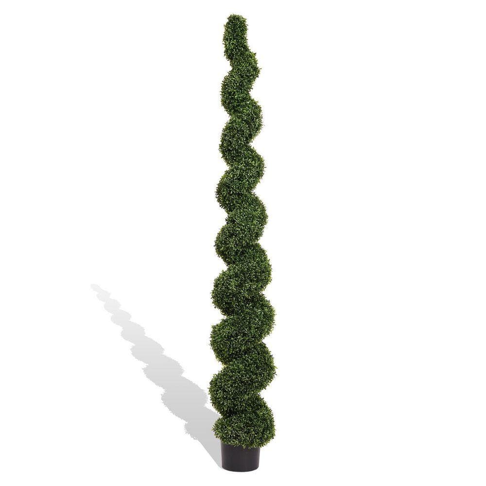 Miscool Avex 7 ft. Artificial Disassemblable Spiral Topiary Tree in Pot ...