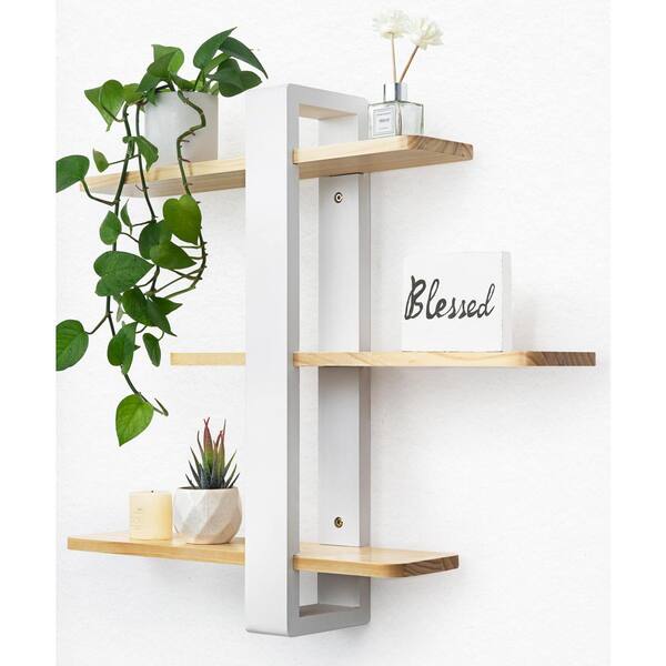19. 6in W x 6. 2in D White wooden Wood Pine Wood Floating Decorative ...
