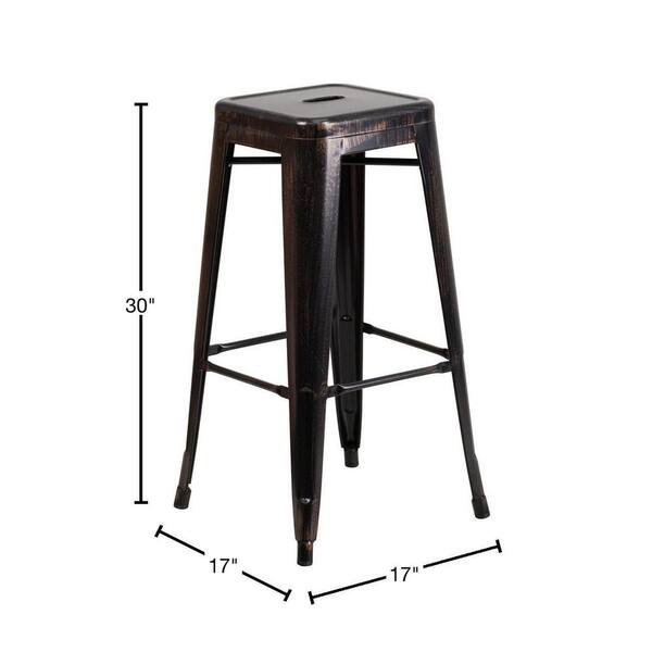 Flash Furniture 30 in. Black and Antique Gold Metal Bar Stool CH3132030BQ The Home Depot