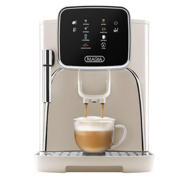 Zulay Kitchen Magia Clasica 2-Cup White Silver Fully Automatic Espresso ...