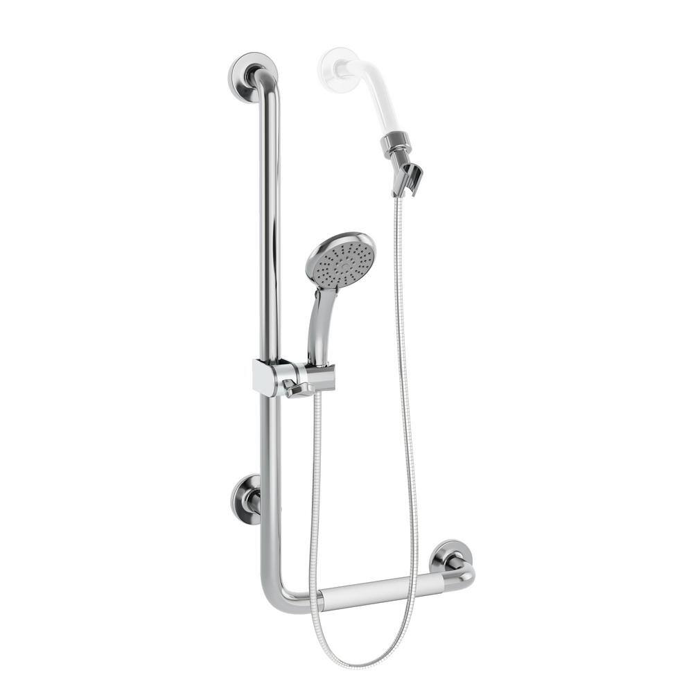 PULSE Showerspas ErgoSlideBar Left 5-Spray Wall Bar Shower Kit In ...