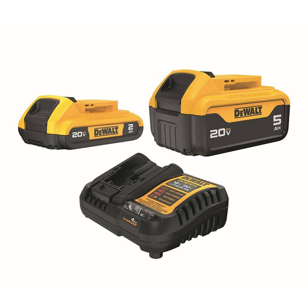 DEWALT 20V MAX Lithium-Ion Battery Kit with 5.0Ah and 2.0Ah Battery and ...