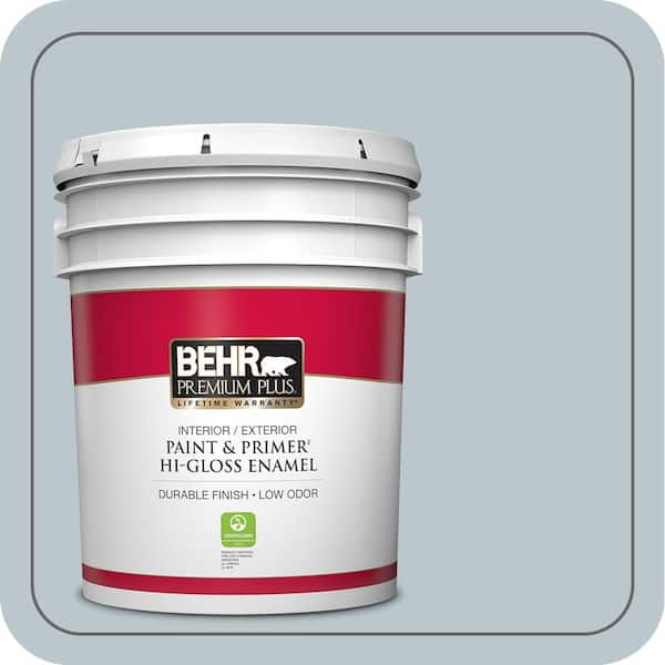 BEHR PREMIUM PLUS 5 gal. #PPH-42 Nautical Gray Hi-Gloss Enamel Interior ...