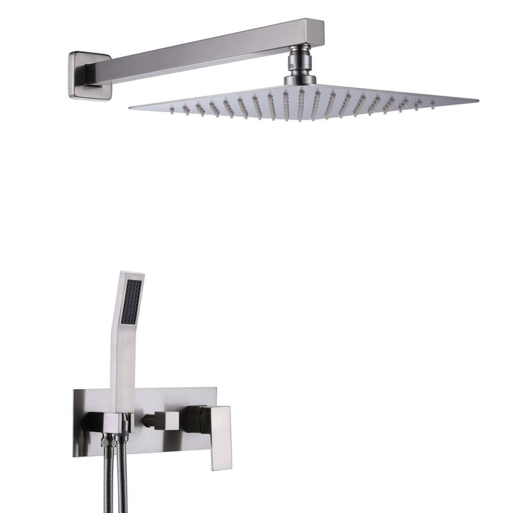 GIVING TREE 2-Spray Square 12 in. Rain Shower Head with Single-Handle ...