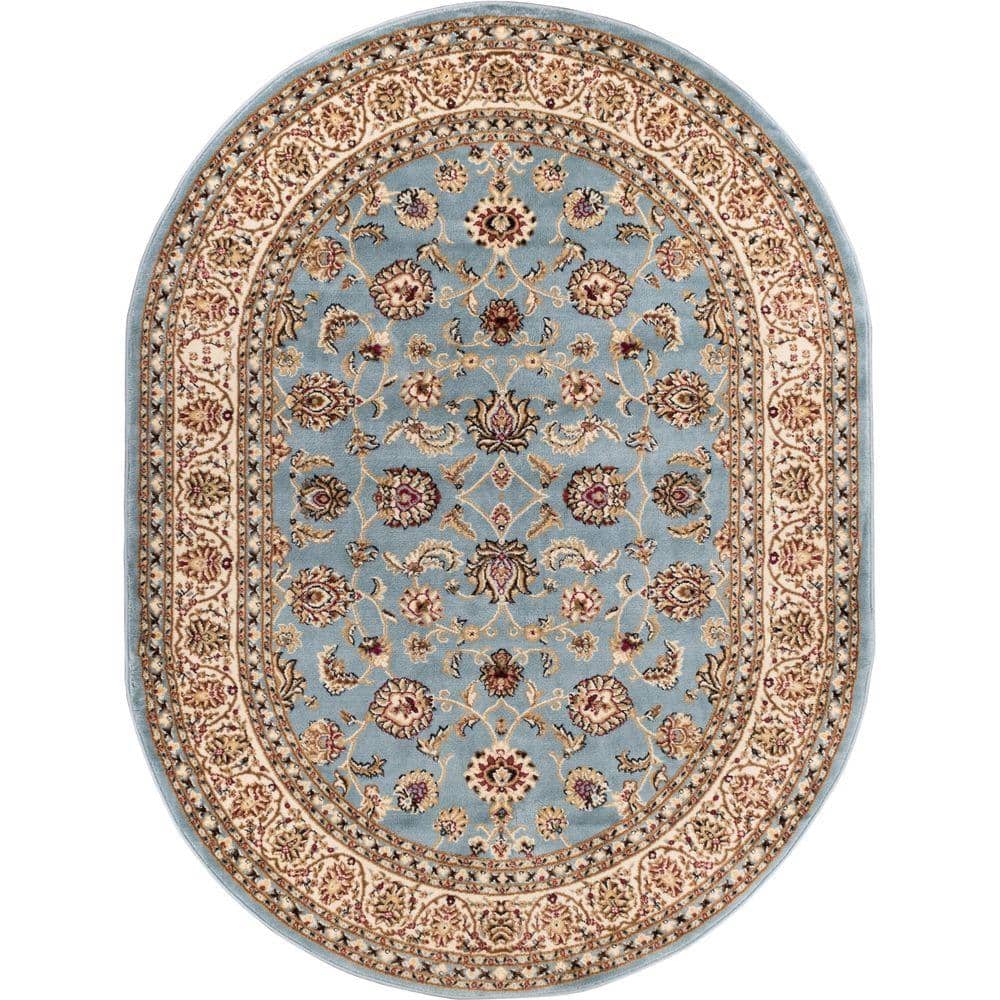 Well Woven Barclay Sarouk Light Blue 5 ft. x 7 ft. Traditional Floral ...