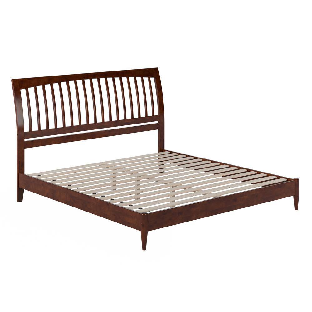 AFI Orleans Walnut Brown Solid Wood Frame King Low Profile Sleigh ...