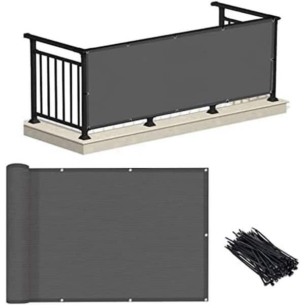 Phewnyzo 37 in. Plastic Garden Fence Charcoal Privacy Screen UV ...