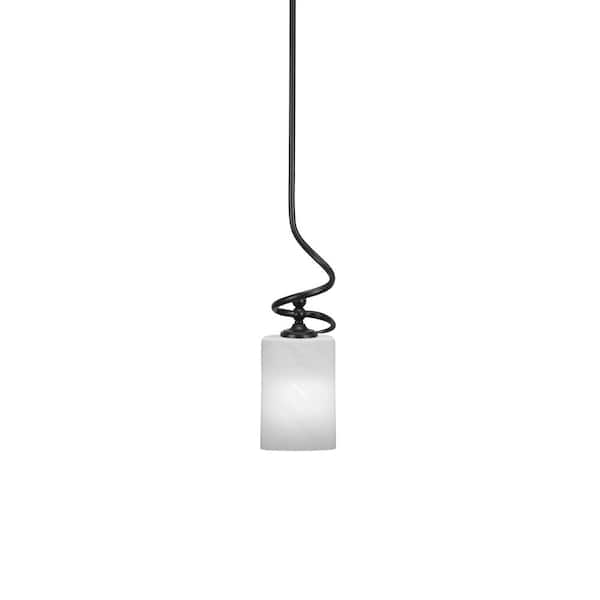 Royale 100 W 1-Light Matte Black Standard Mini Pendant Light with Glass ...