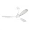 Jushua 52 in. Indoor Matte White Ceiling Fan White 3 Solid Wood Blades ...