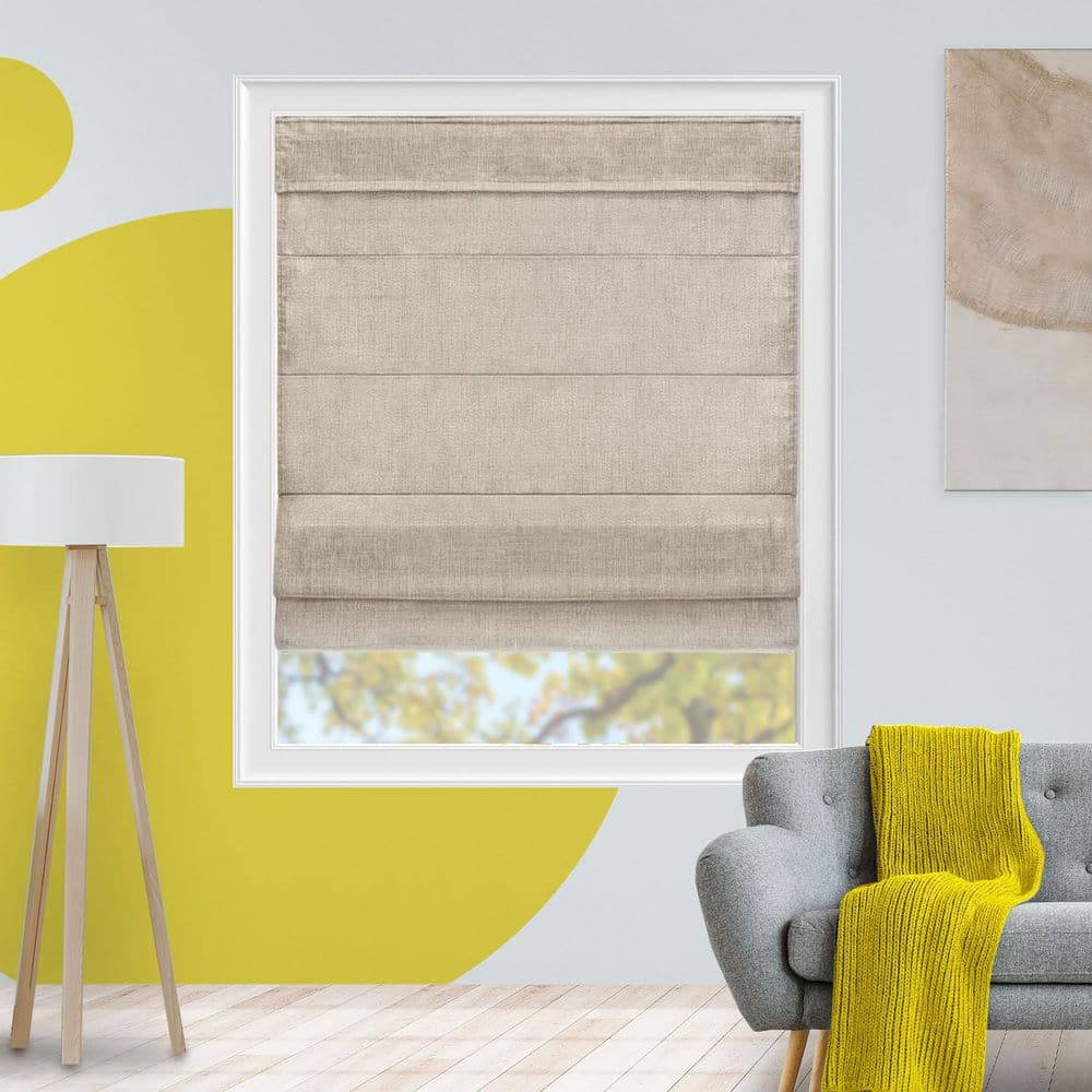 YELLOW BLINDS Burton Flax Light Filtering Cordless Polyester Roman ...