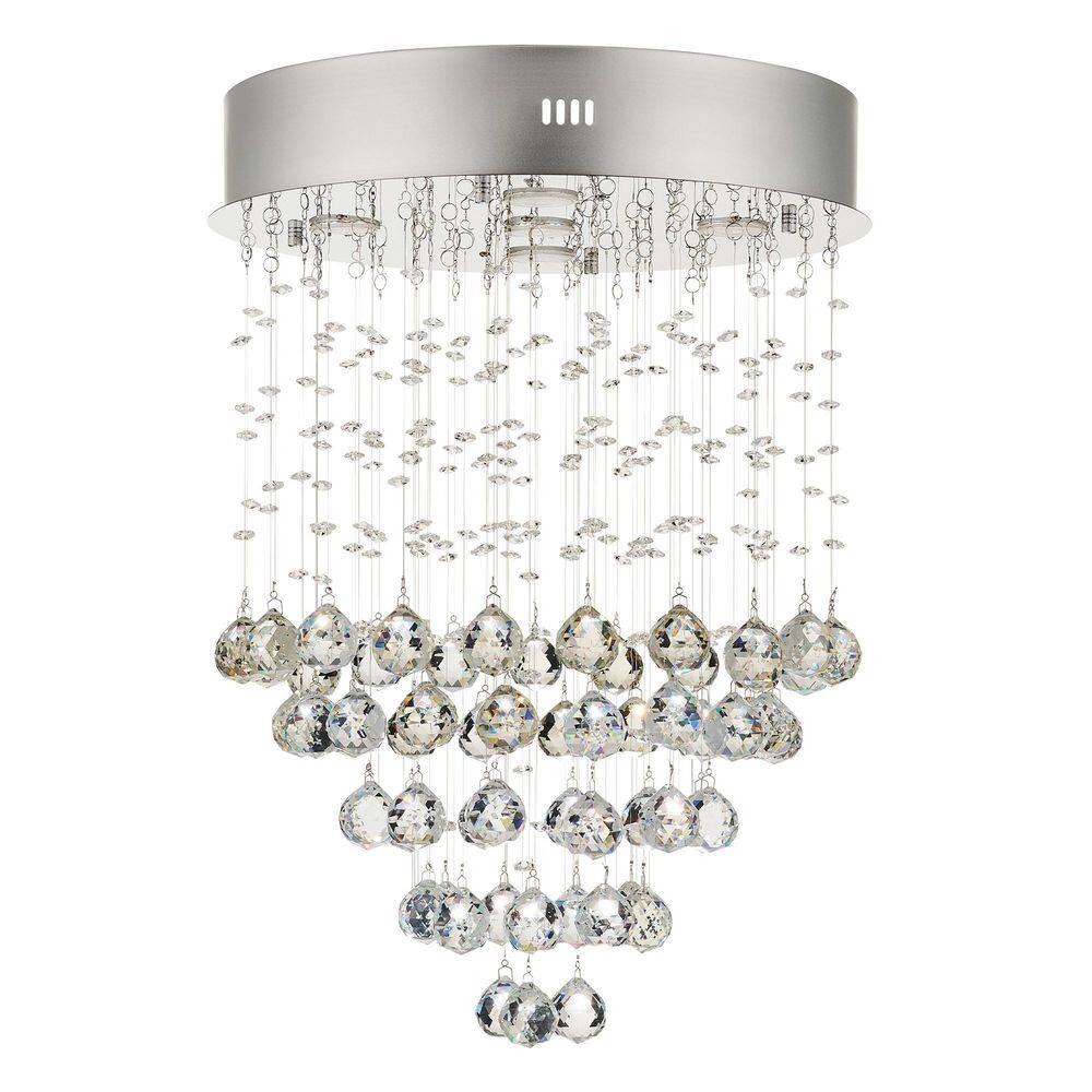 Merra 17 in. 5-Light Chrome Crystal Raindrop Flush Mount Chandelier HCF ...