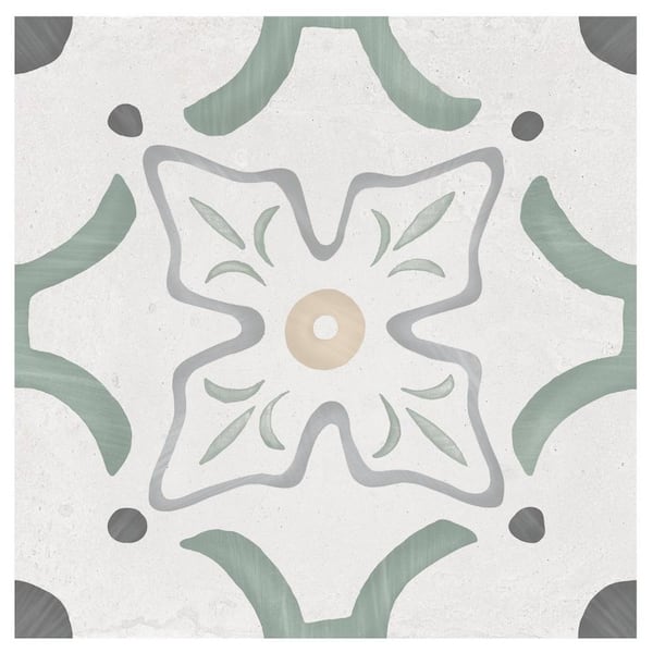 Ivy Hill Tile Aster Flora Green 8.77 in. x 0.35 in. Matte Porcelain ...
