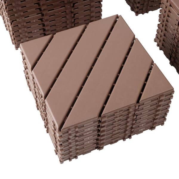 WRIGHTMASTER 1 ft. x 1 ft. Quick Deck Composite Interlocking Deck Tile ...