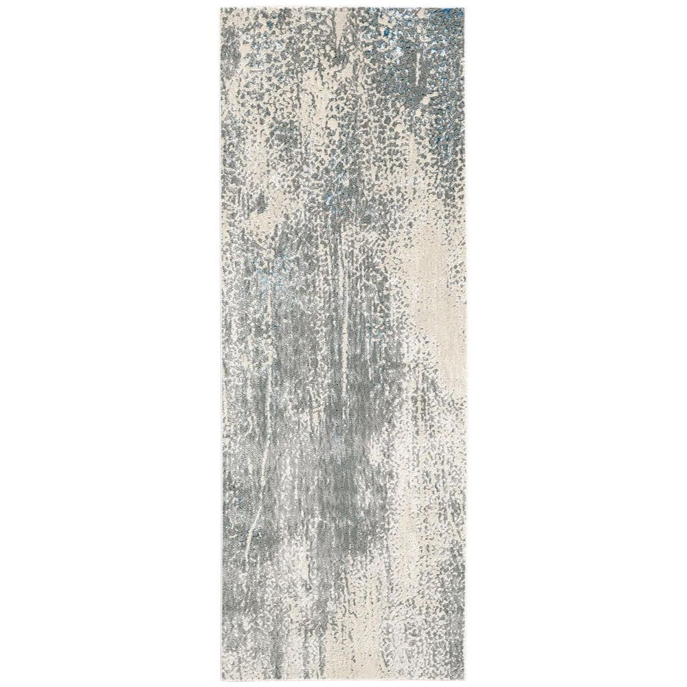 HomeRoots 2 ft. x 8 ft. Gray and Ivory Abstract Area Rug 2000513001 ...