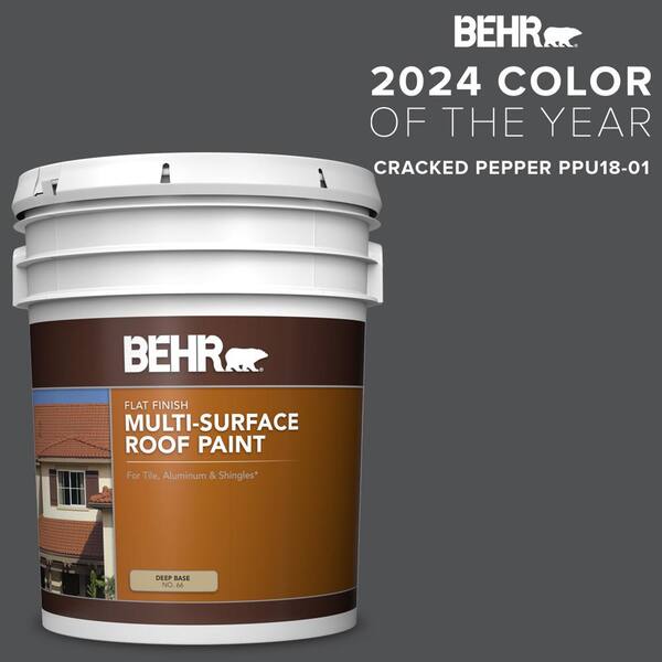 BEHR 5 gal. #PPU18-01 Cracked Pepper Flat Multi-Surface Exterior Roof ...