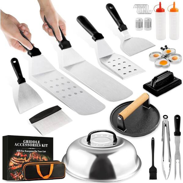 29-Piece Griddle Kit, Metal Spatula, Burger Press, Melting Dome, Tongs ...