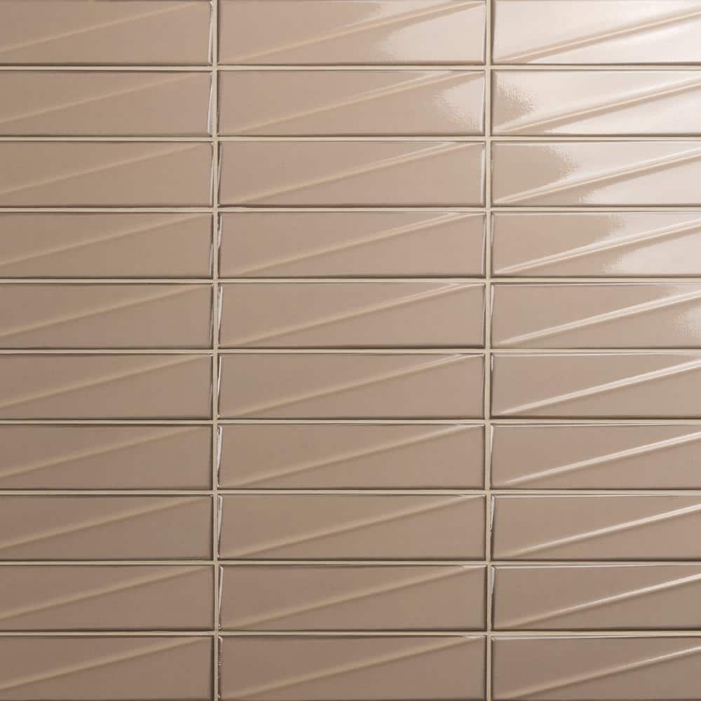 Ivy Hill Tile Rhythm Dune Beige 2.99 in. x 12 in. Glossy Ceramic Subway ...