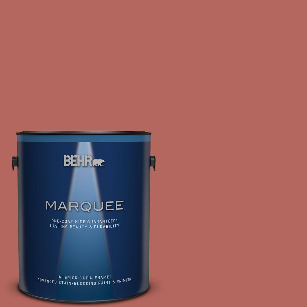 BEHR MARQUEE 1 gal. #180D-6 Mineral Red Satin Enamel Interior Paint ...