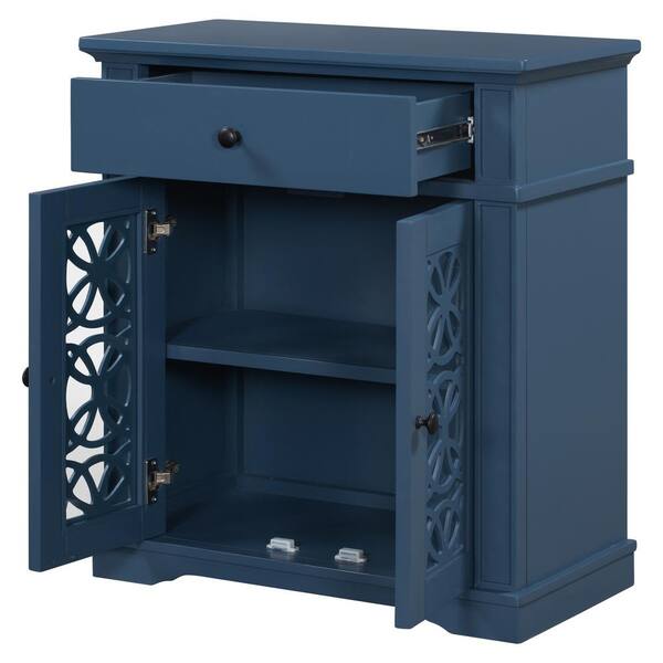 URTR Blue Wood Accent Storage Cabinet, Buffet Sideboard with Drawer and ...
