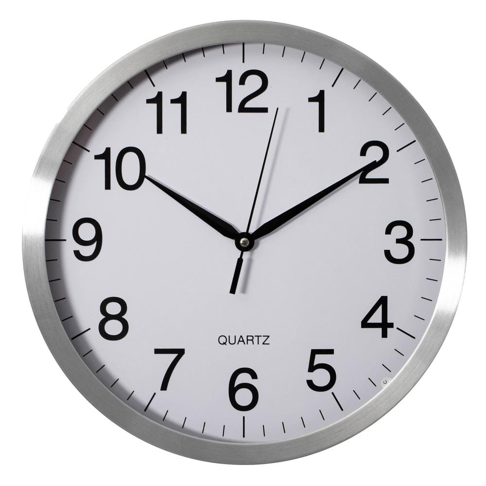 CLOCKWISE 14 in. Round Quartz Wall Clock Non-Ticking Battery Operated ...