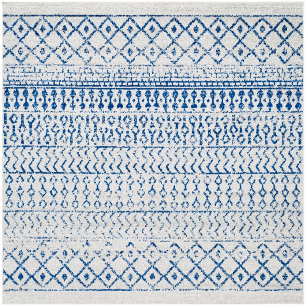 Livabliss Alois Cream/Royal Blue Geometric 8 ft. x 8 ft. Indoor Square ...