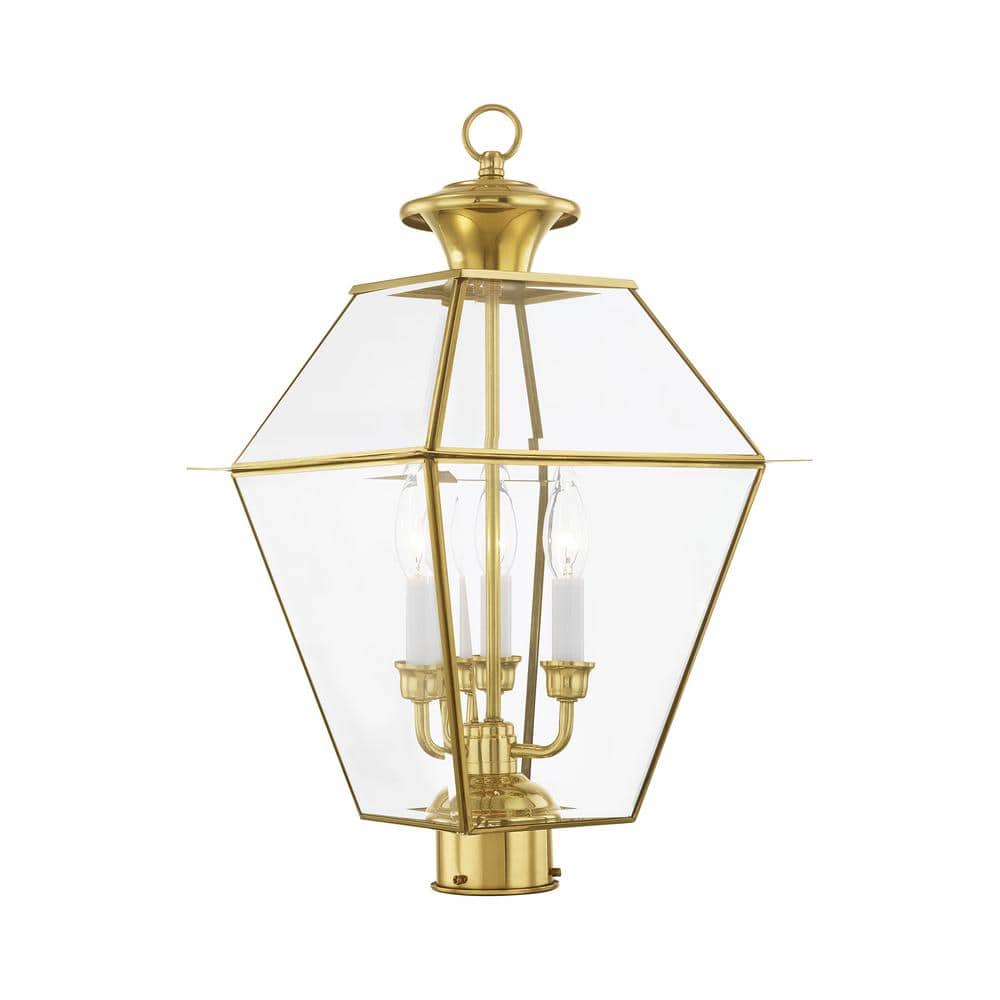 AVIANCE LIGHTING Ainsworth 22 in. 3-Light Polished Brass Solid Brass ...