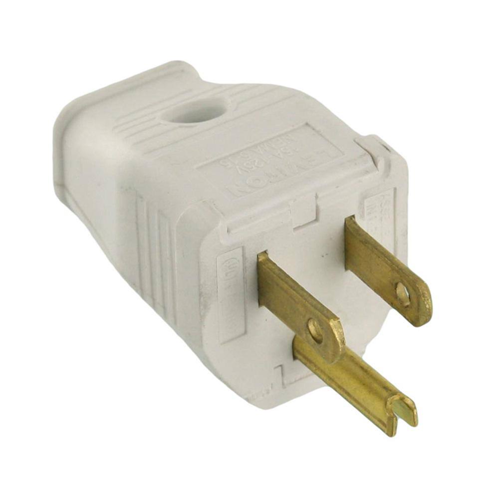 Leviton 15 Amp 125-Volt 3-Wire Grounding Plug, White 3W101-WH 002-3W101 ...