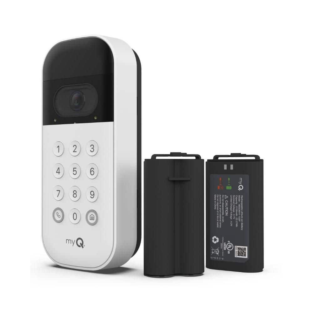 Chamberlain myQ Smart Wireless Garage Door Video Keypad Plus 2nd Rechargeable Battery HD-VKP1 ...
