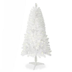 Tunearary 4 ft. White Artificial Christmas Tree, PVC White Norwood ...